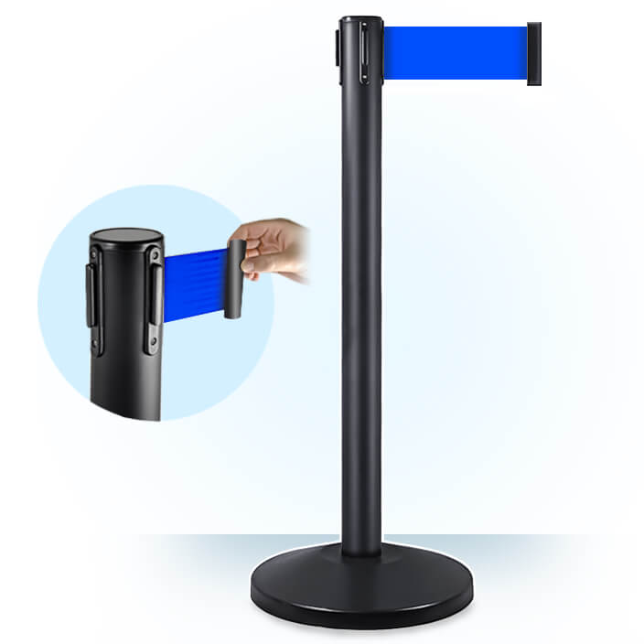 Wide Belt Retractable Barriers | Value Series | 75mm Extra Wide Blue Belt