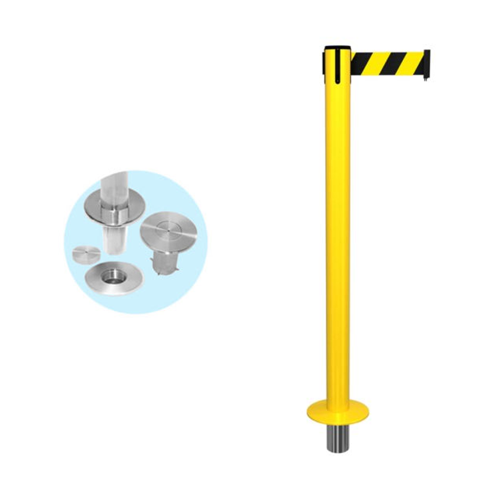 Removable Safety Barrier | Socket Mounted Belt Barrier